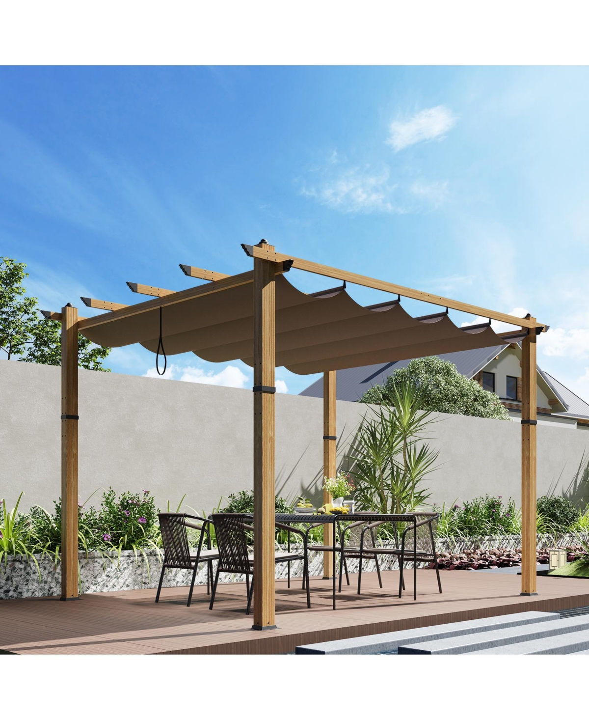 Click here for homfan Outdoor Aluminum Pergola with Retractable C... prices