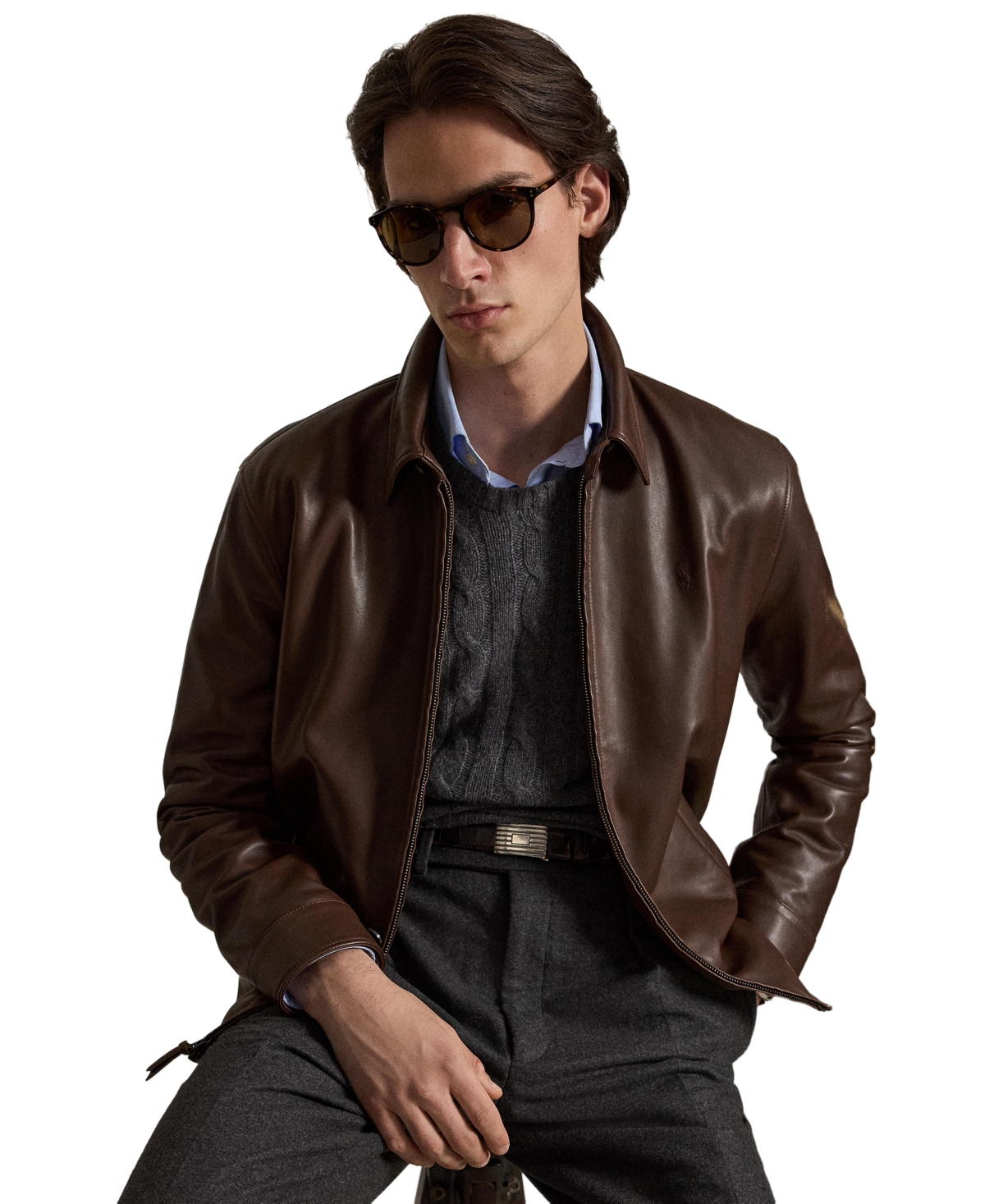 Click here for Polo Ralph Lauren Mens Leather Jacket - Bison Brow... prices
