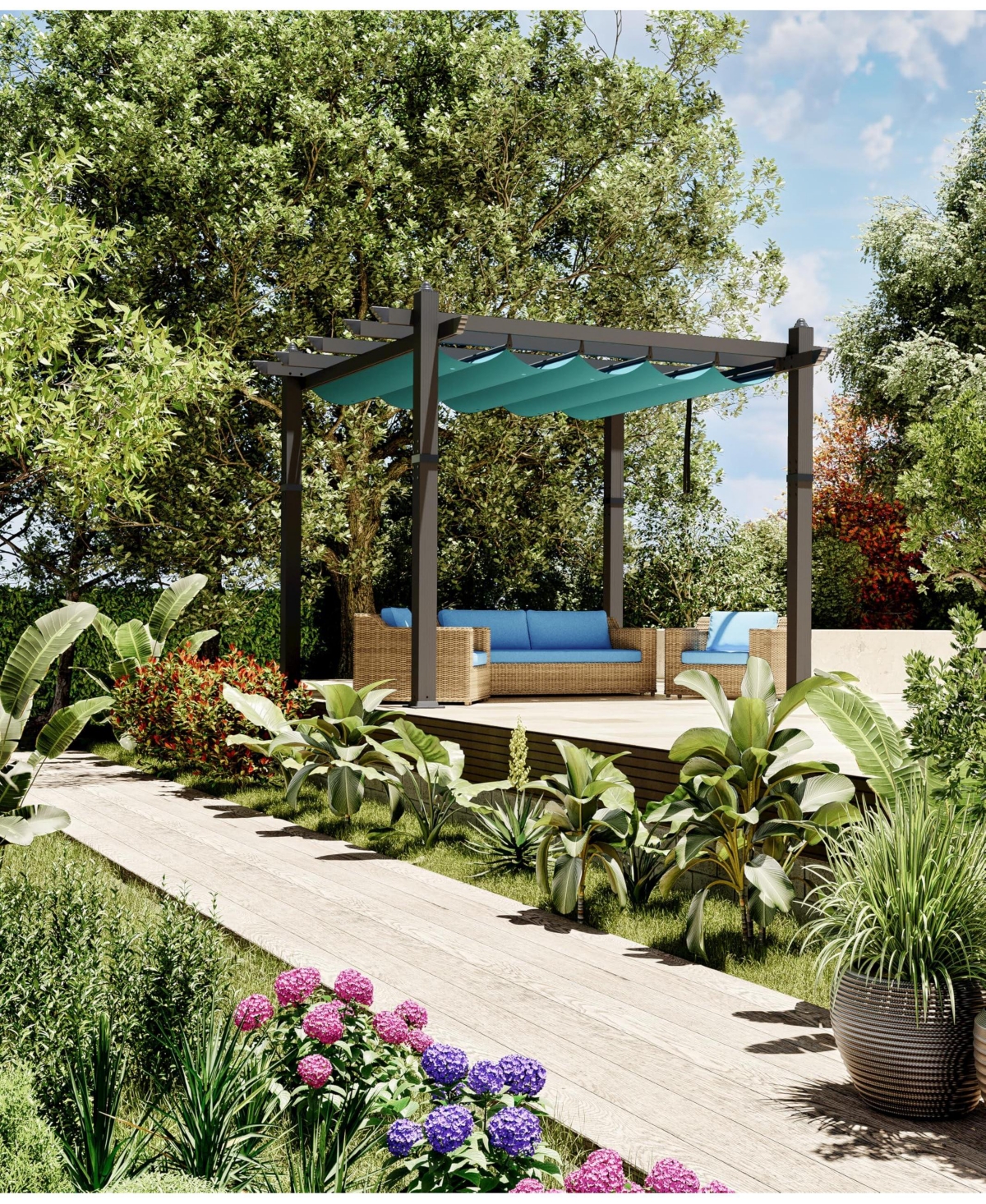Click here for homfan Outdoor Aluminum Pergola with Retractable C... prices
