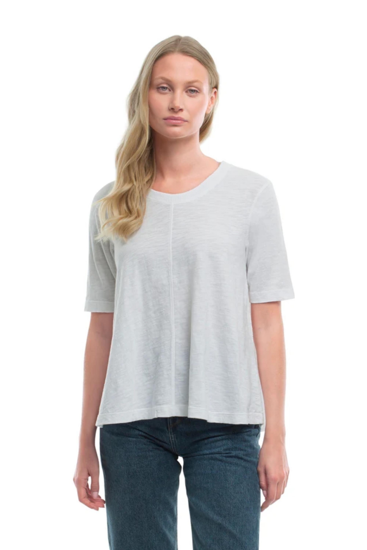 Wilt Womens Clothing Elbow Sleeve Trapeze Top - White.