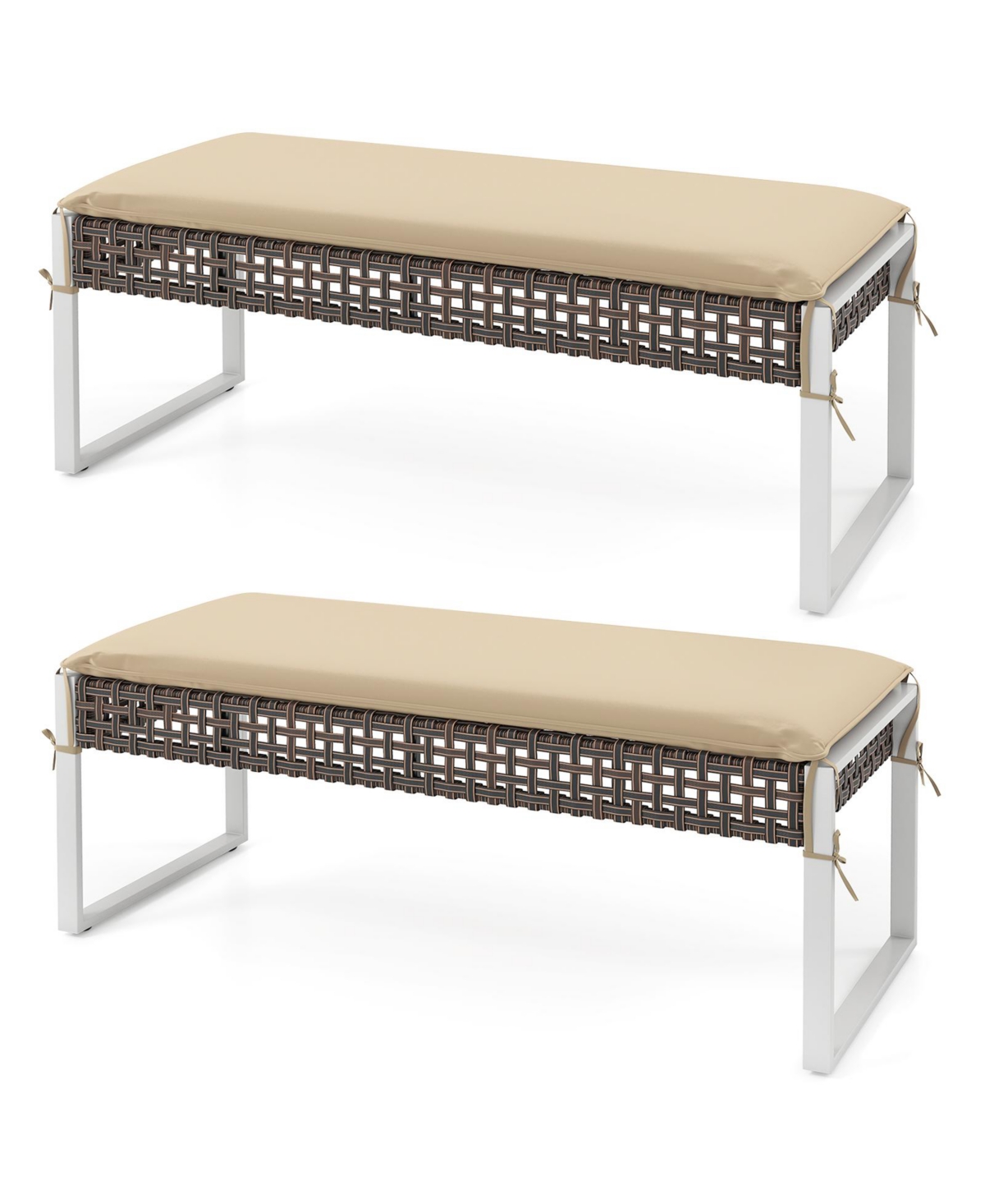Click here for Sugift Patio Rectangle Wicker Ottoman Pack of 2 wi... prices