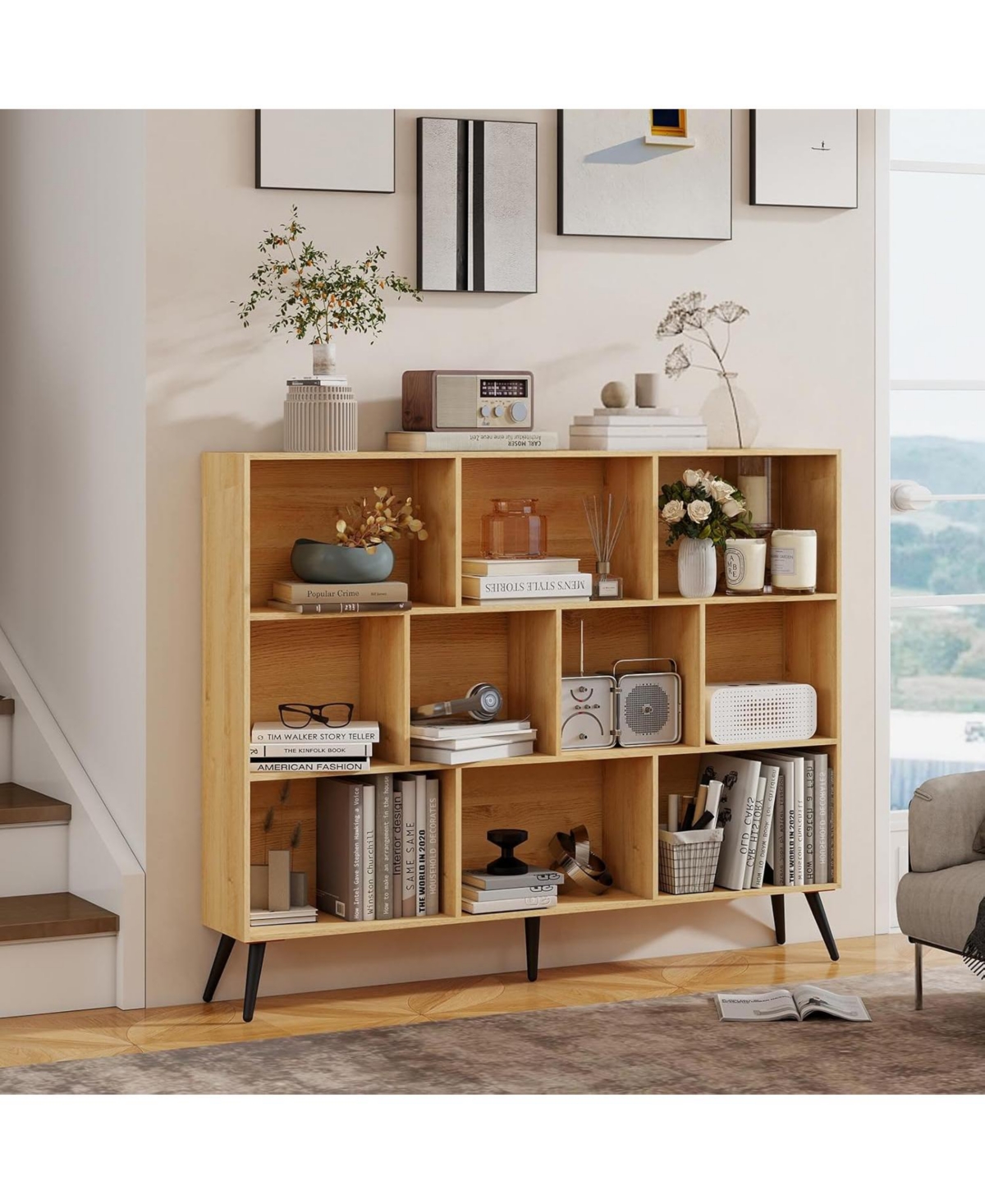 Click here for homfan 10-Cube Wood Color Bookshelf 3-Tier Open St... prices