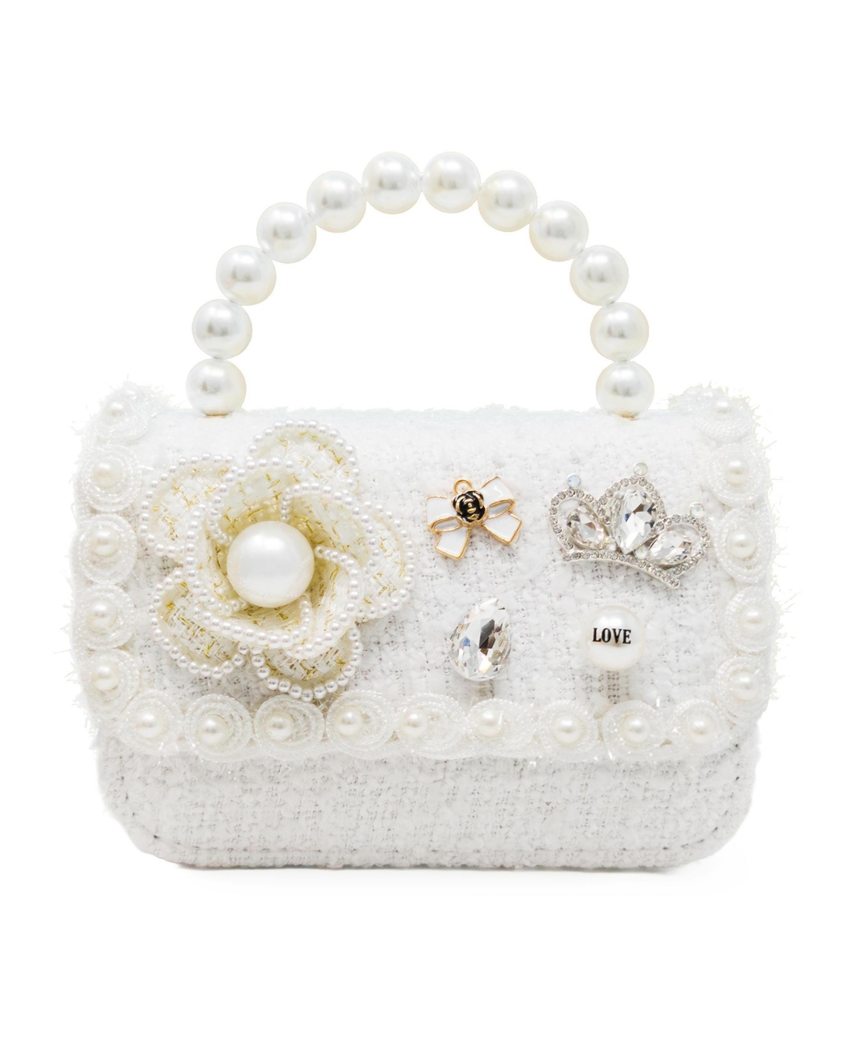 Click here for Puttisu Girls Royal Camellia Tweed Handbag - Ivory... prices