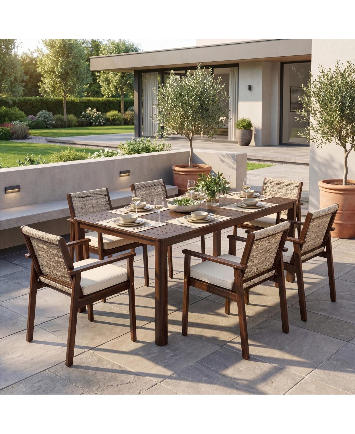 Click here for Asagikoiai 7-Piece Acacia Wood Outdoor Dining Set... prices