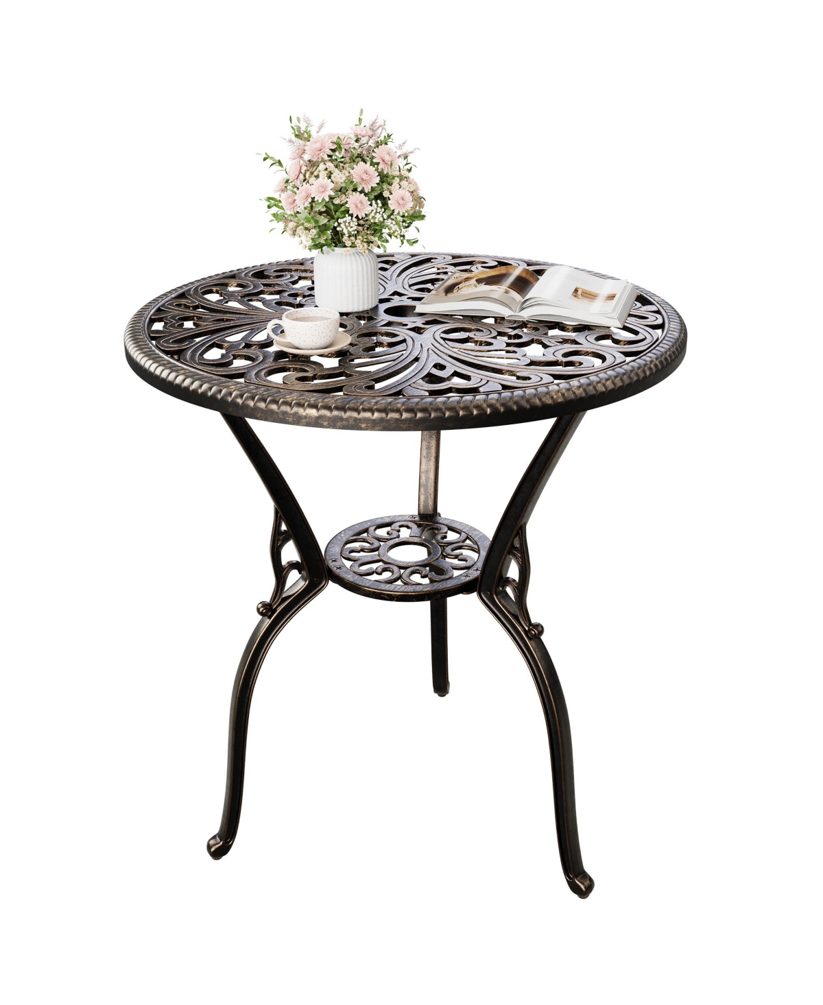 Click here for homfan Round Patio Coffee Table with Umbrella Hole... prices