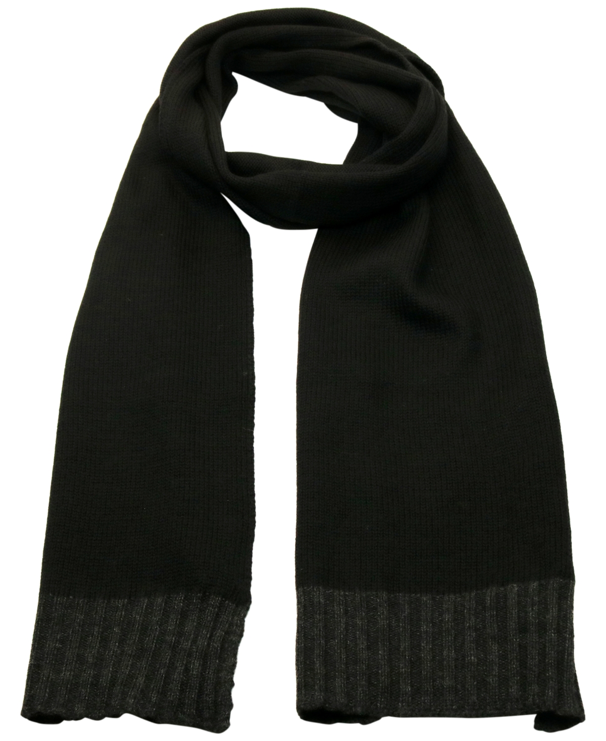 Click here for Portolano Mens Ribbed Scarf - Black/Charcoal prices