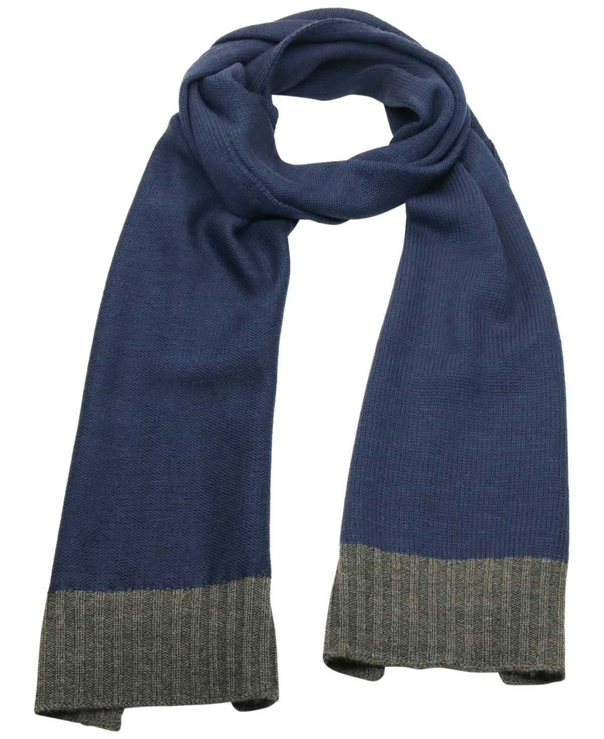 Click here for Portolano Mens Ribbed Scarf - Beany Navy/Med Gray prices