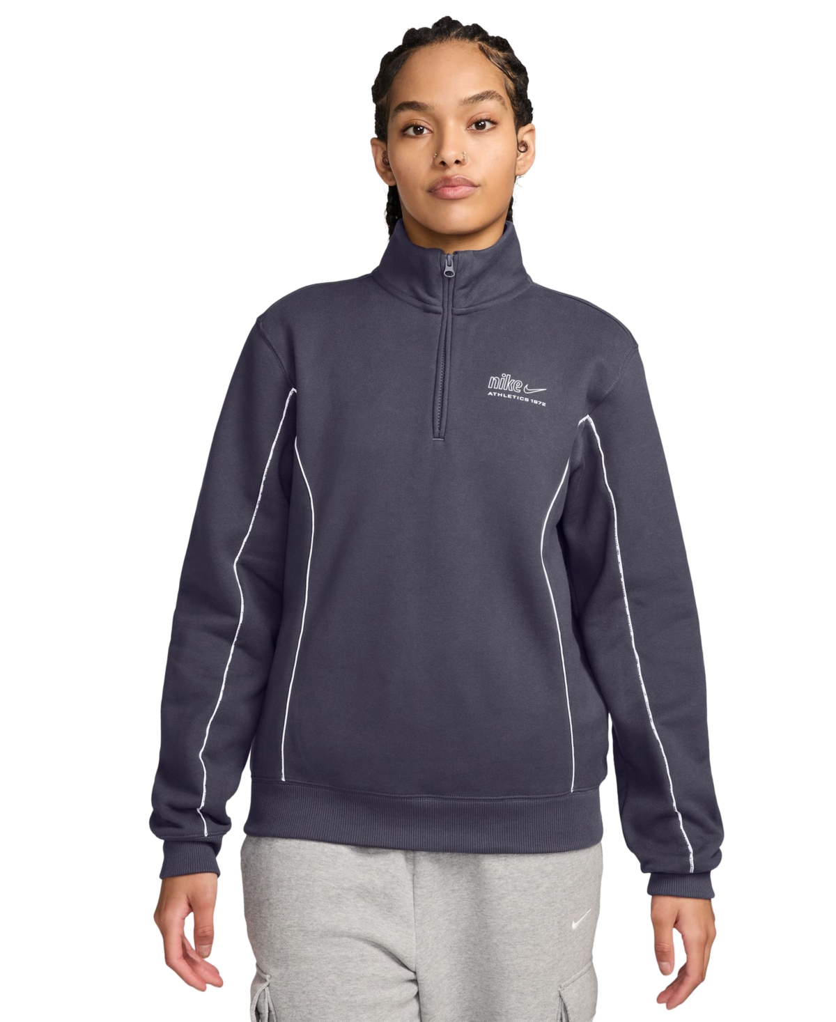 Click here for Nike Studio Fleece Womens 1/4-Zip Sweatshirt - Gri... prices