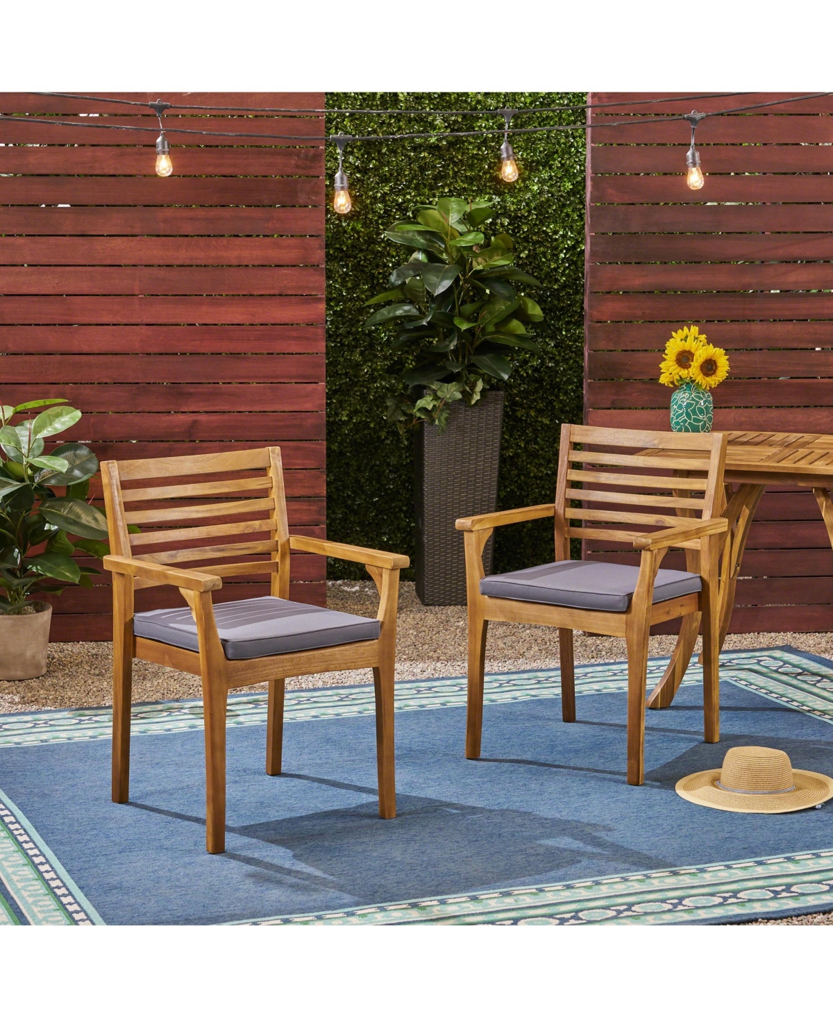 Click here for Clihome 2 Piece Patio Dining Chairs Acacia Wood Fr... prices