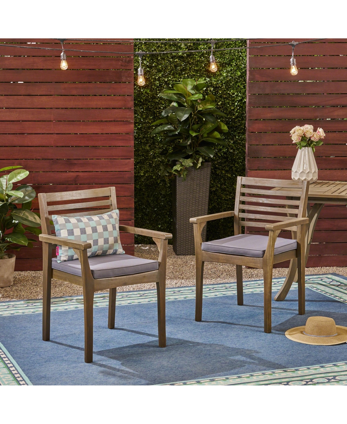 Click here for Clihome 2 Piece Patio Dining Chairs Acacia Wood Fr... prices