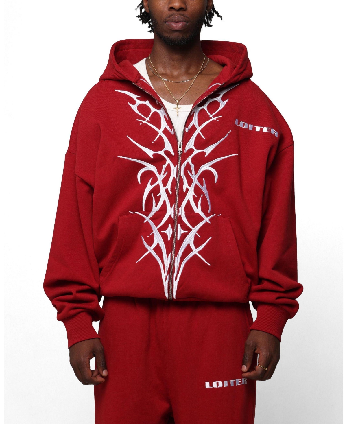 Click here for Loiter Mens Blood Born Zip Hoodie - Red prices