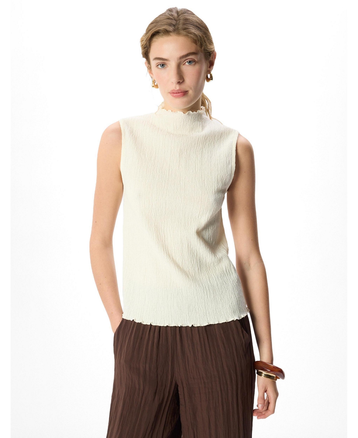 Click here for Whistles Womens Textured Sleeveless Top - Ivory prices