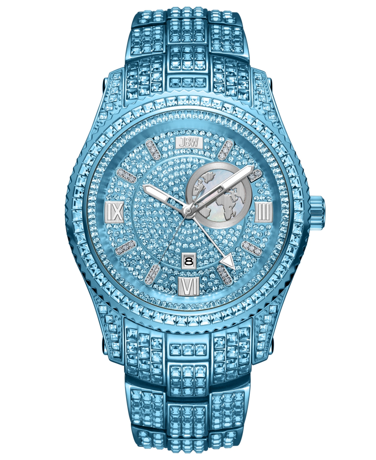 Click here for Jbw Mens Jet Setter Gmt Aqua Plated Watch 46mm - B... prices
