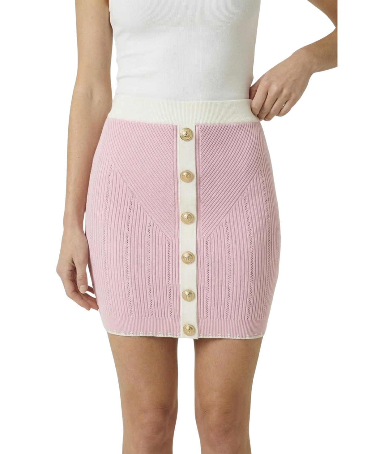 Click here for Modenaire Womens Ribbed Knit Contrast-Trim Button-... prices