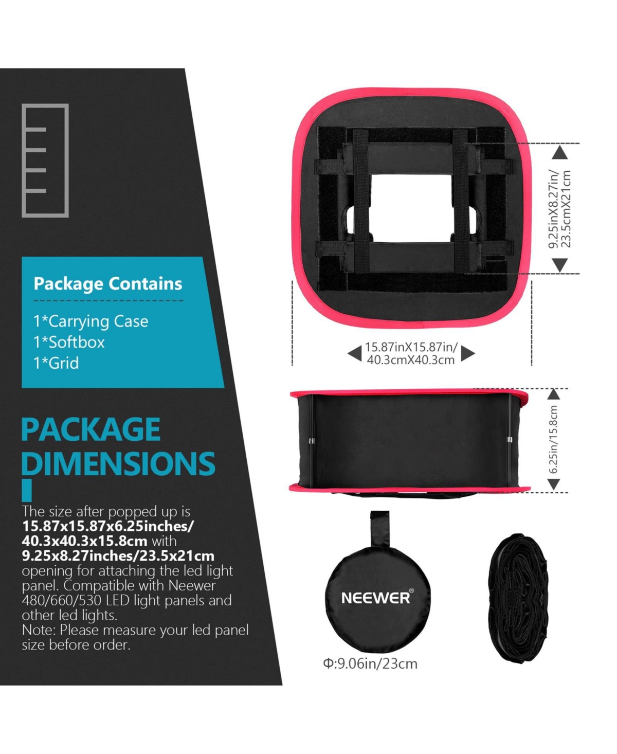 Click here for Neewer Photo Studio Light Box with 8.3 in  530 Led... prices