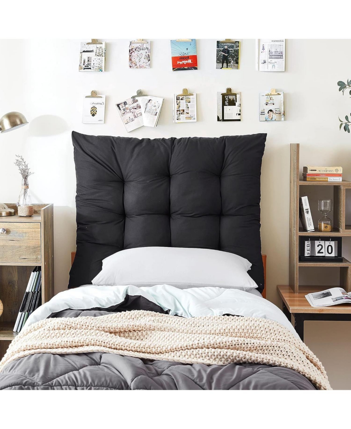 Click here for DormCo Rainha Puffy Tufted College Headboard - Bla... prices