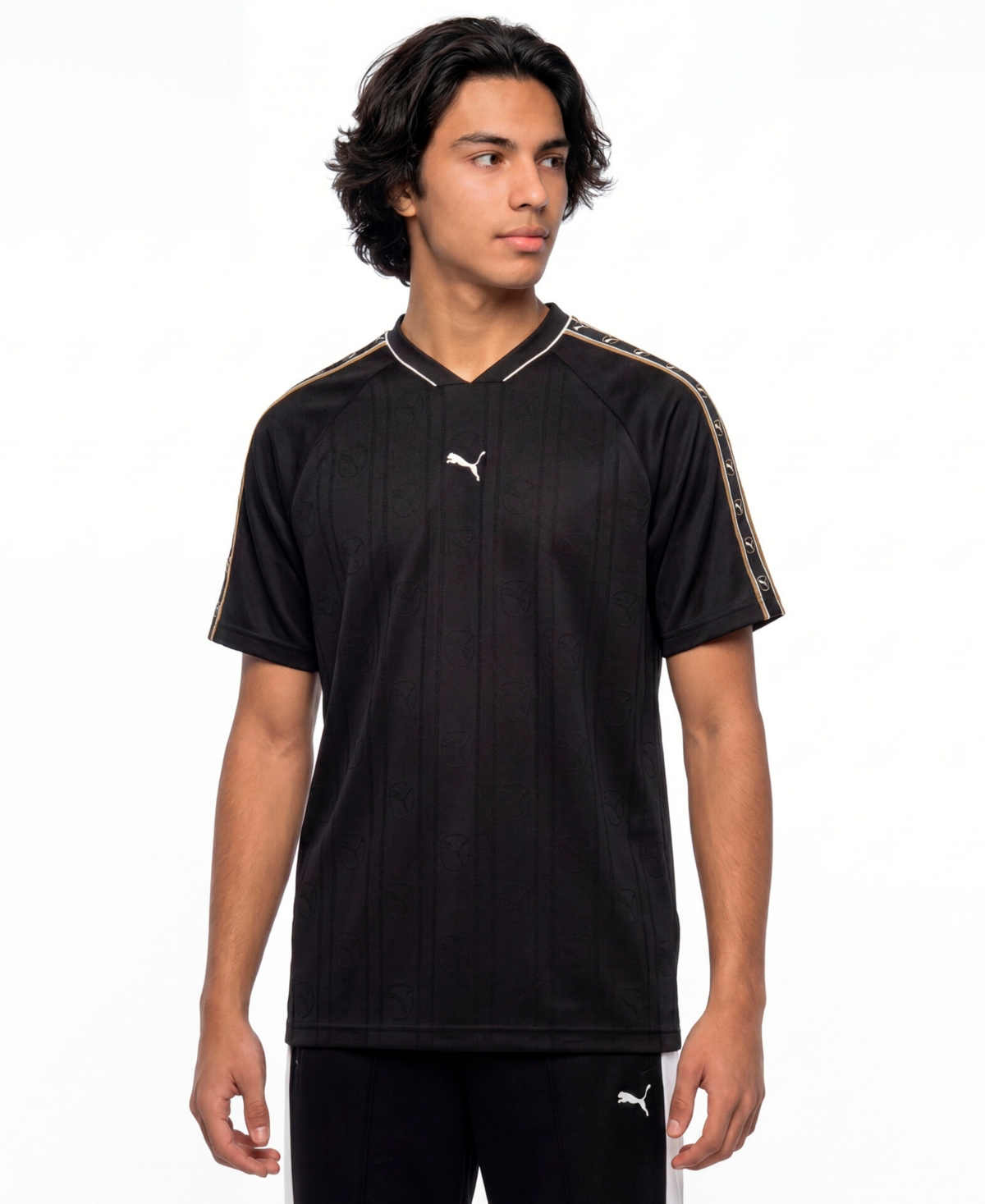 Click here for Puma Mens Embroidered Logo V-Neck T-Shirt - Puma B... prices