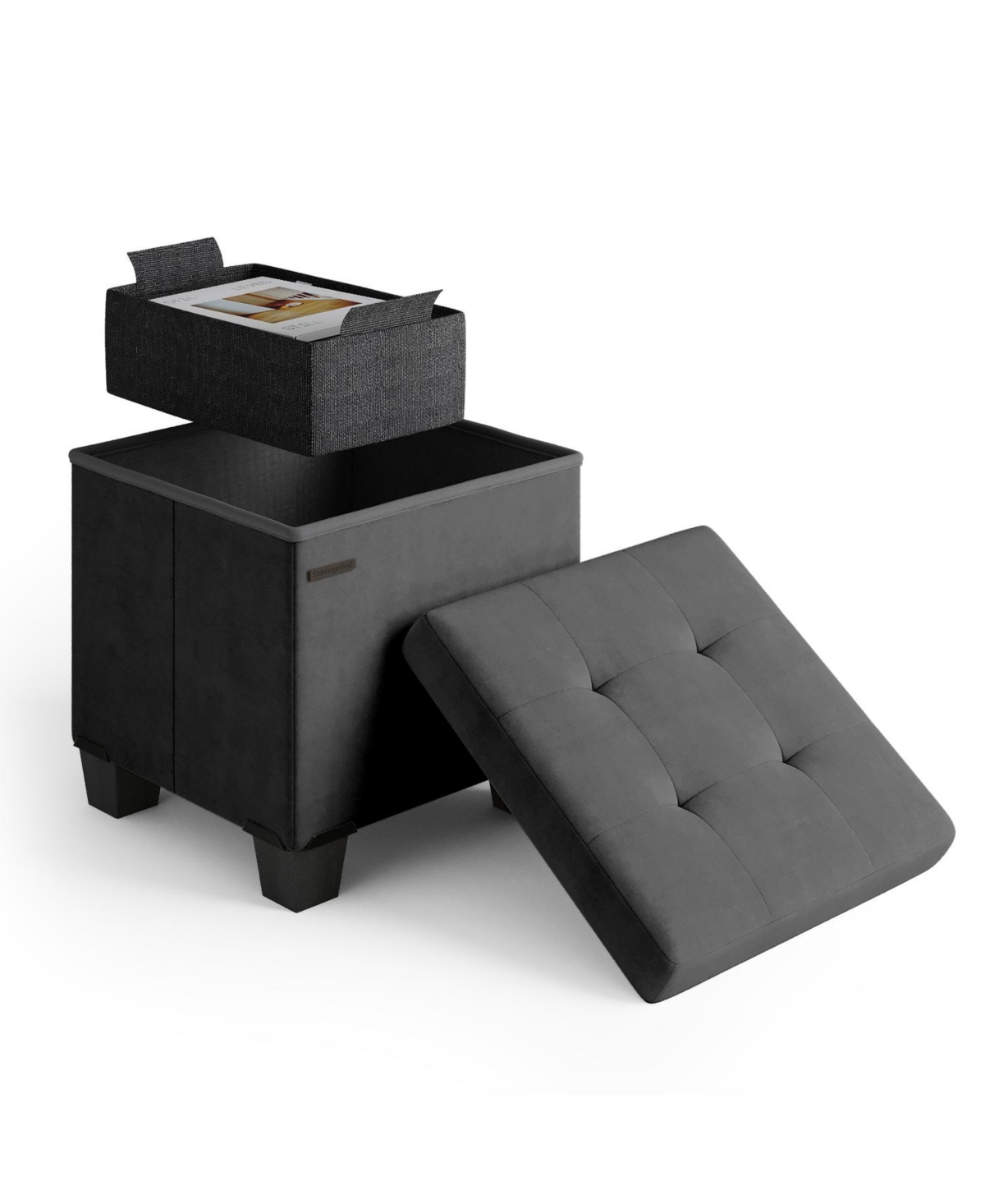 Click here for Nestl 15-Inch Velvet Cube Storage Ottoman with Bin... prices