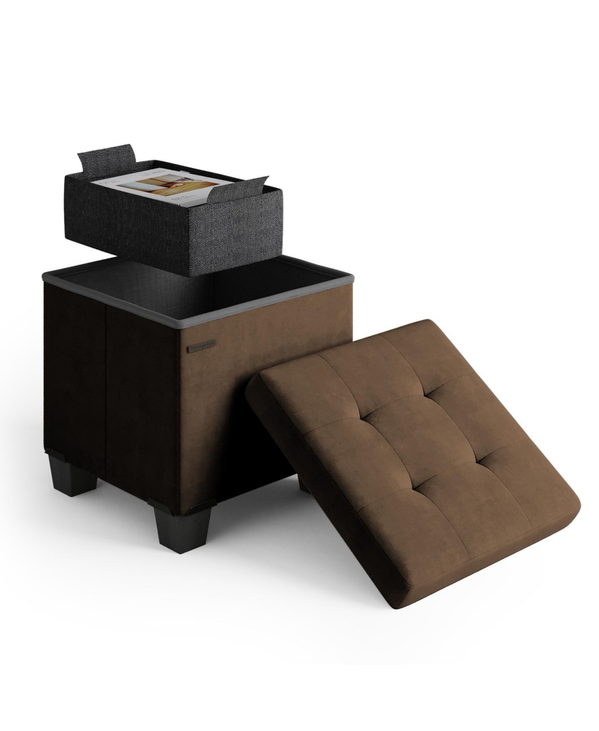 Click here for Nestl 15-Inch Velvet Cube Storage Ottoman with Bin... prices