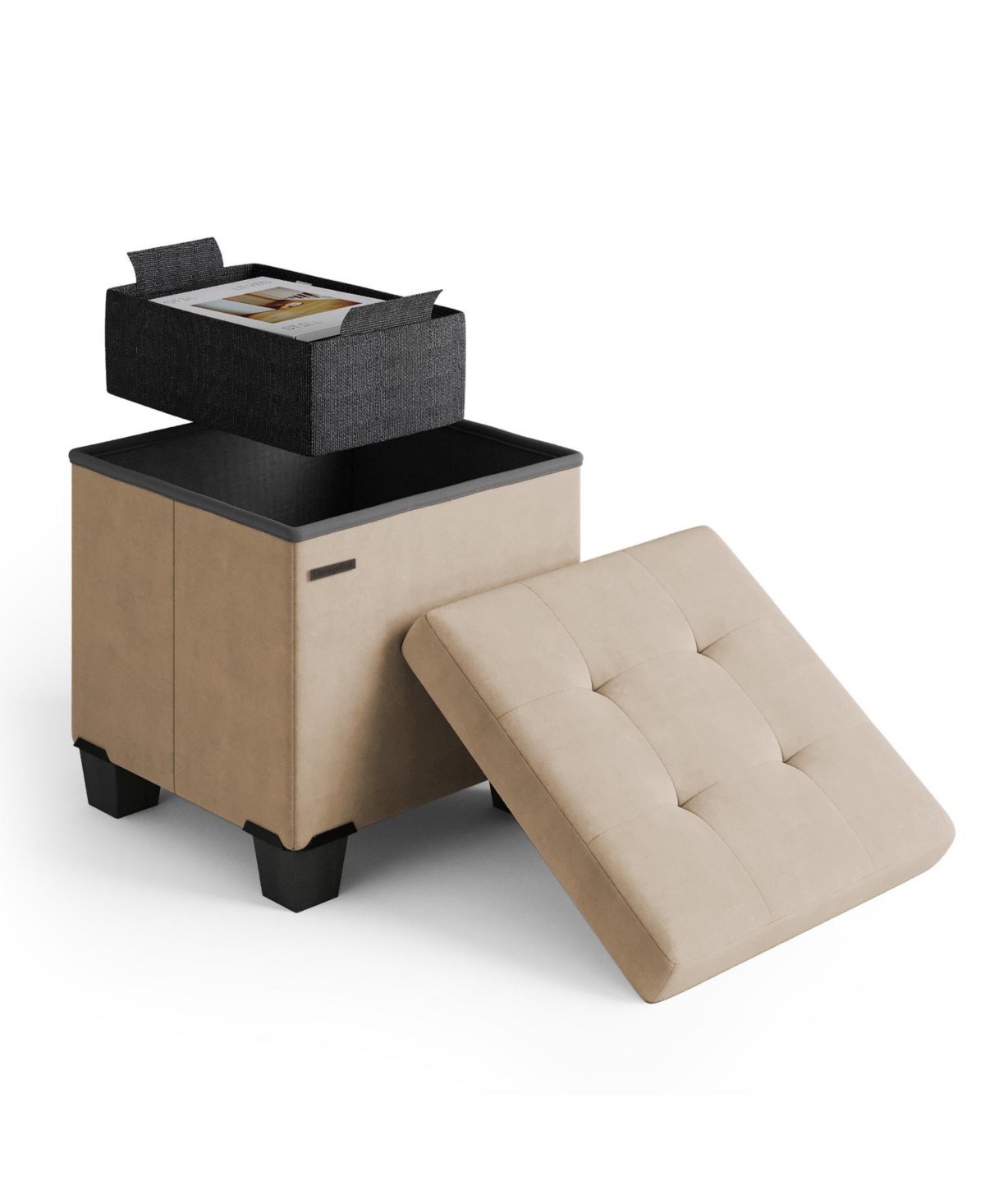 Click here for Nestl 15-Inch Velvet Cube Storage Ottoman with Bin... prices