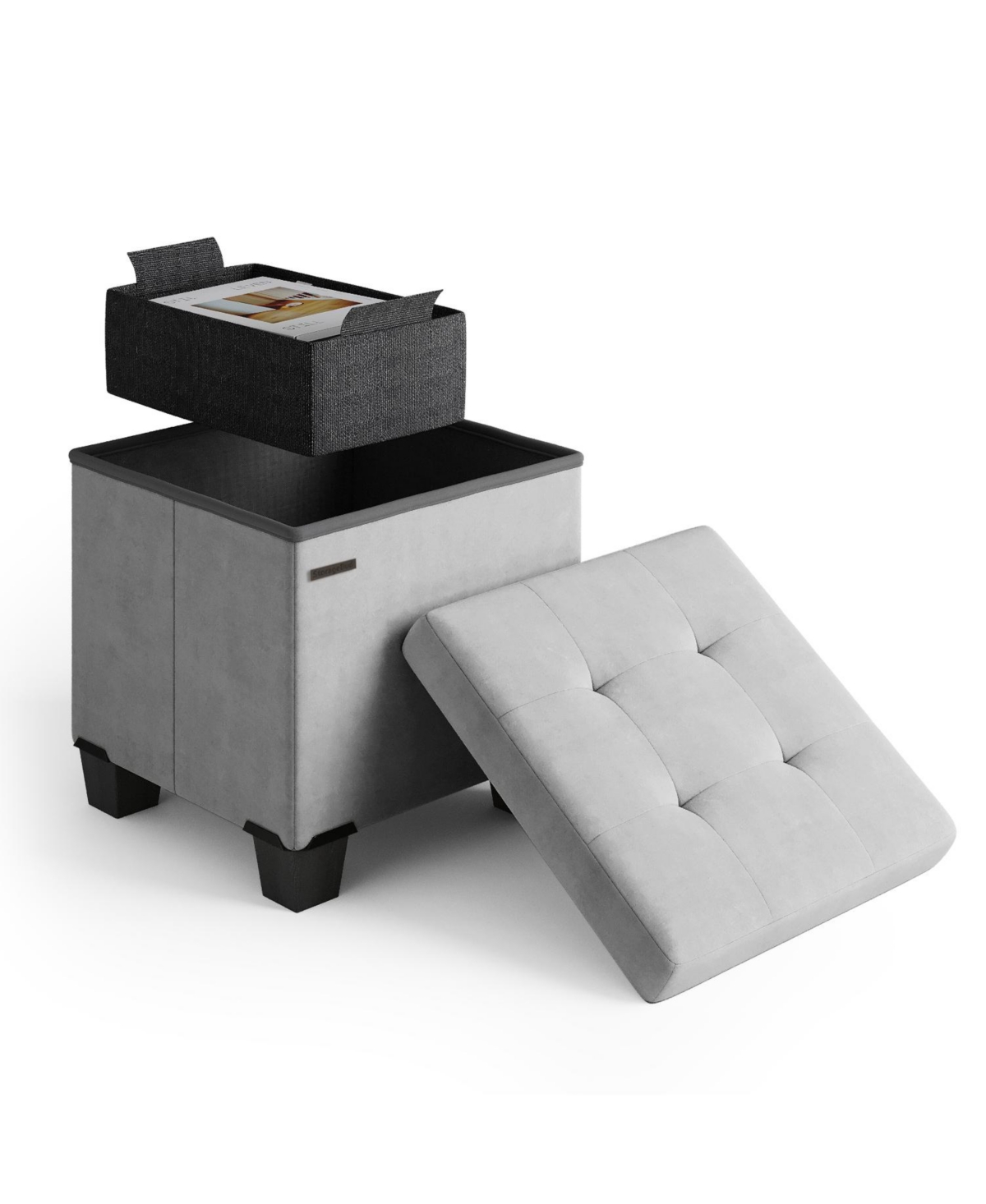 Click here for Nestl 15-Inch Velvet Cube Storage Ottoman with Bin... prices