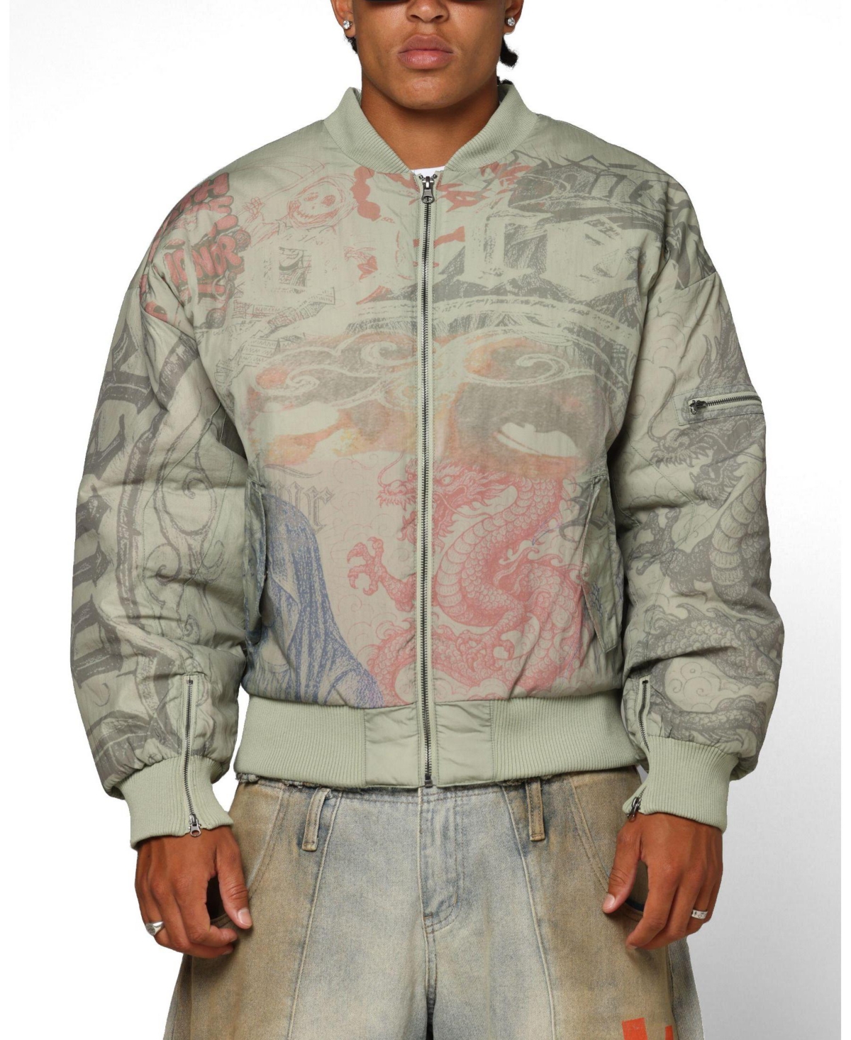 Click here for Loiter Mens Spray Bomber Jacket - Beige/Khaki prices