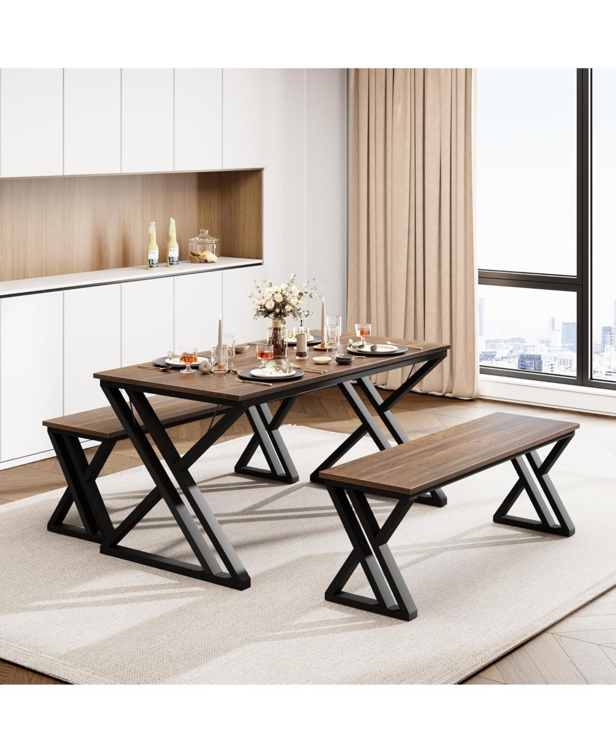 Click here for gaomon Kitchen Table with Benches  Dining Table Se... prices