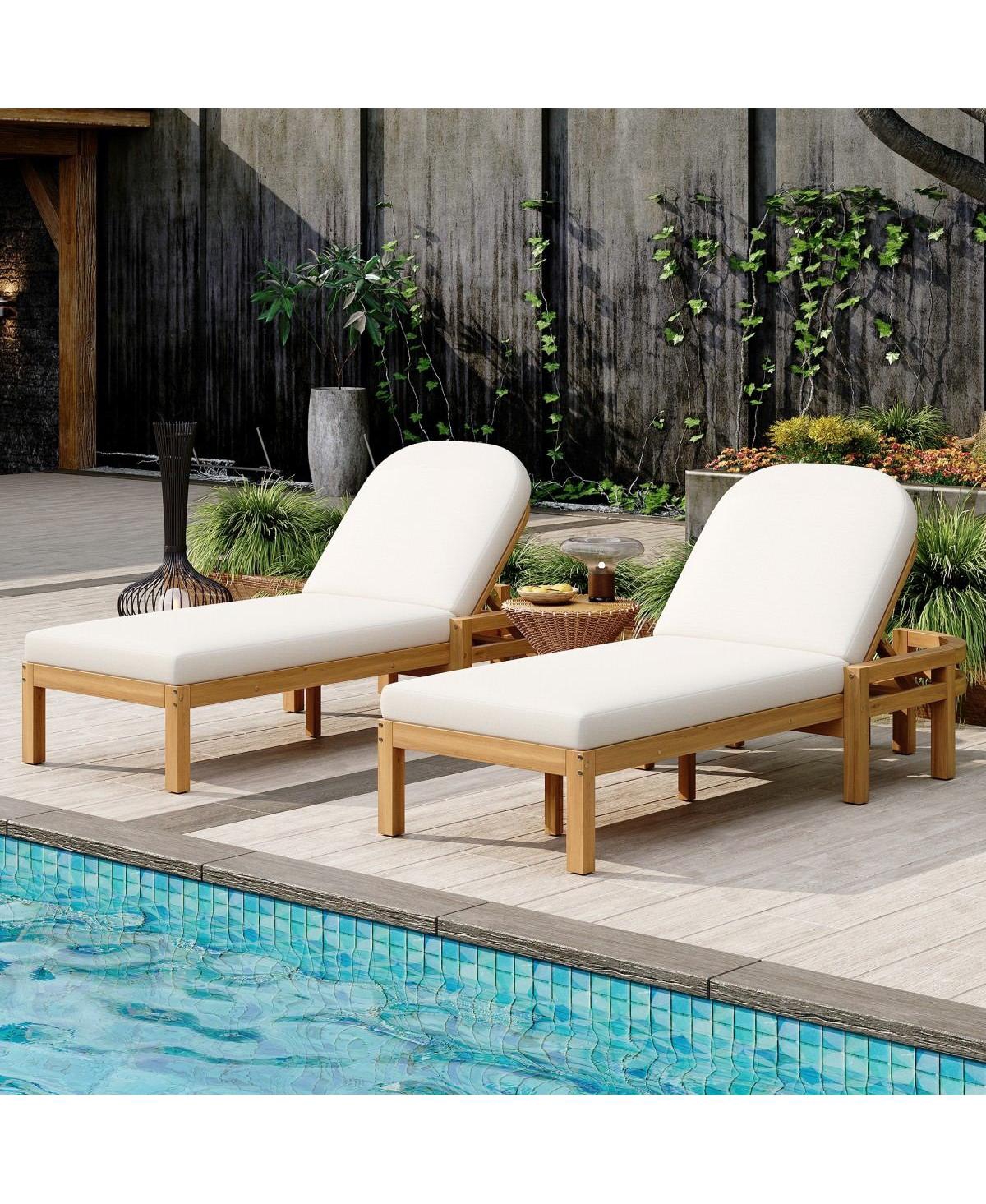 Click here for Asagikoiai 5-Position Outdoor Chaise Lounge Set of... prices