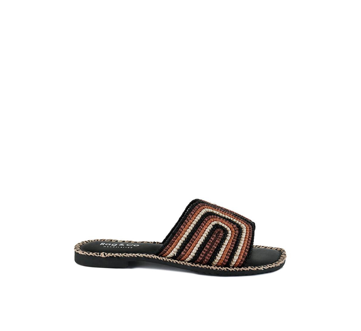 Click here for Kente Patterned Raffia Slip-On Flats - Black prices