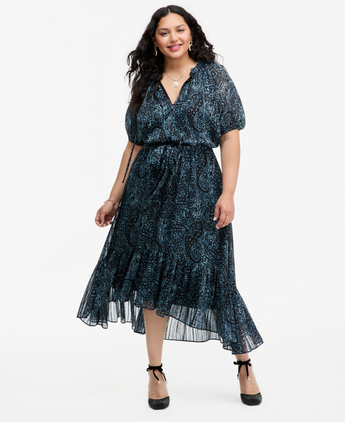 Click here for I.n.c. Plus Size Paisley Metallic High-Low Dress... prices