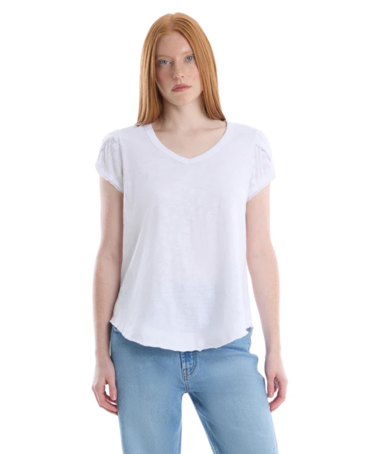 Click here for Wilt Womens Eyelet Cap Sleeve Tee - White prices