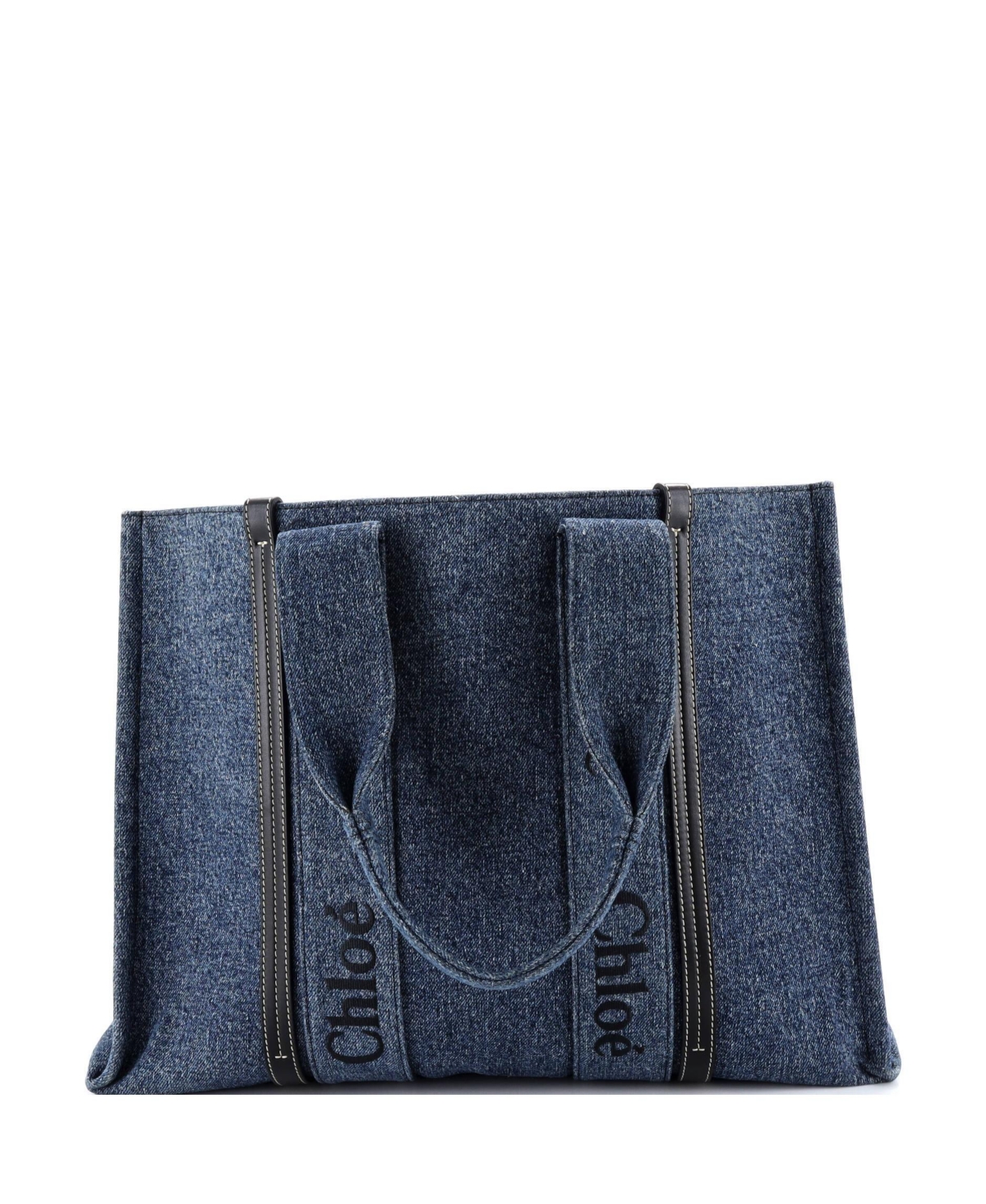 Click here for Pre-Owned Chloe Large Woody Tote Canvas with Leath... prices