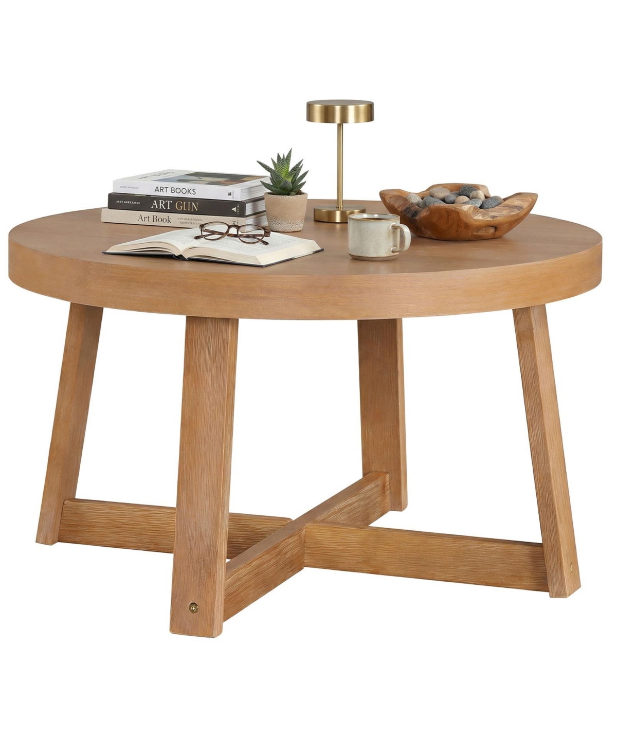 Click here for Gymax 30 Round Coffee Table with Solid Wood Cross-... prices