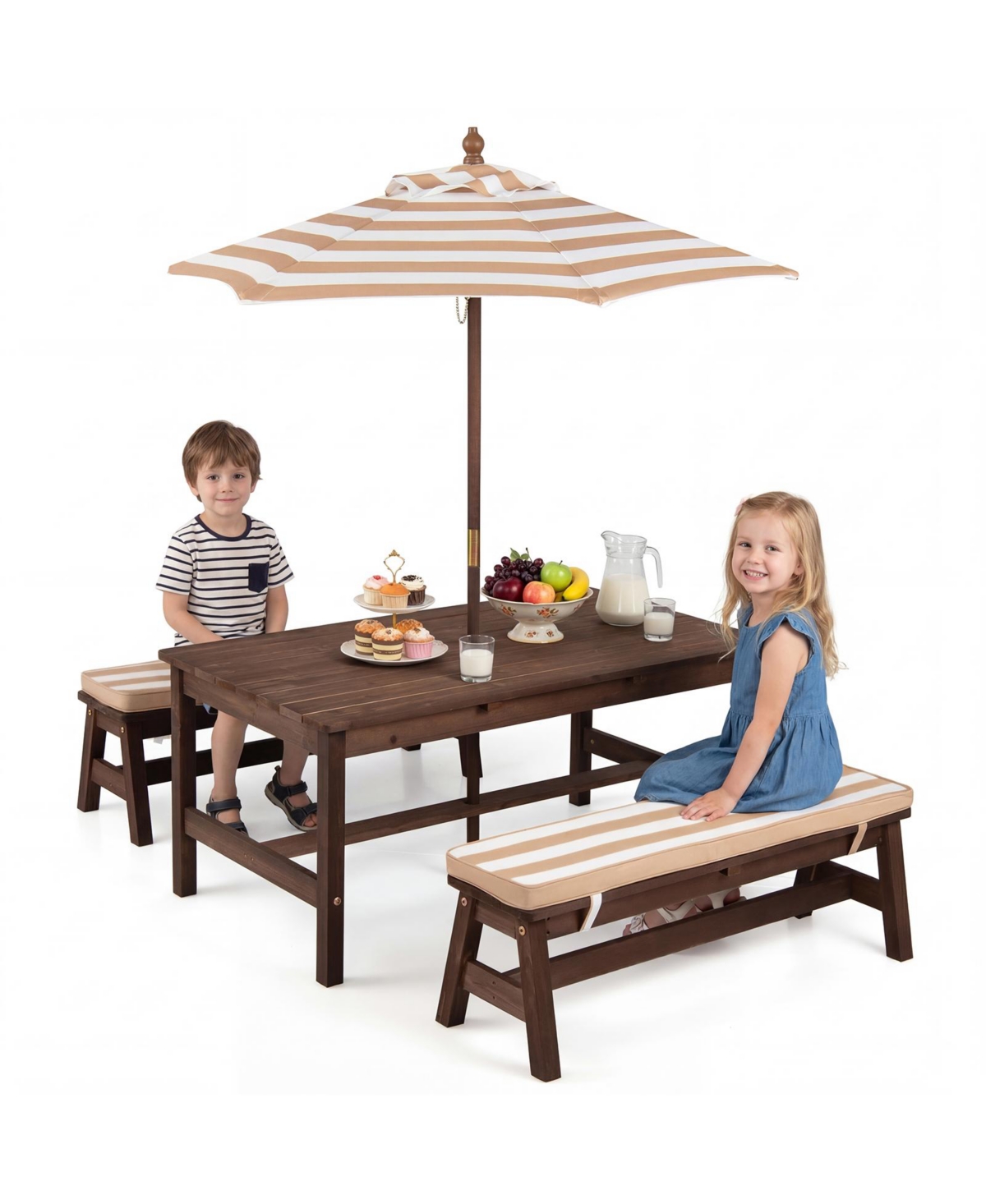 Click here for Gymax Kids Picnic Table Outdoor Wooden Table and B... prices