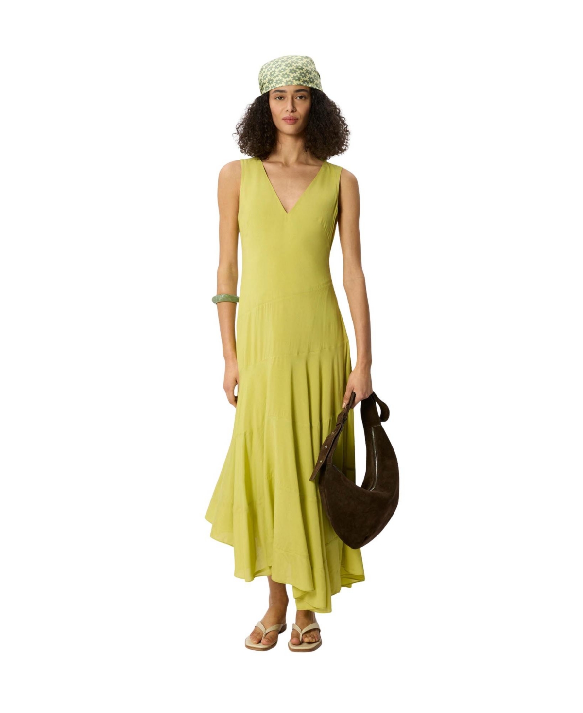 Click here for Whistles Womens V-Neck Tiered Sleeveless Midi Dres... prices