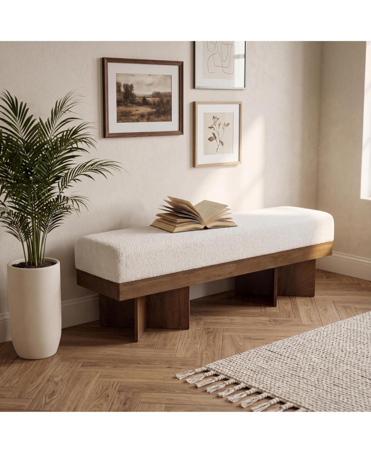 Click here for Tribesigns 55 Entryway Bench with Faux Lamb Wool... prices