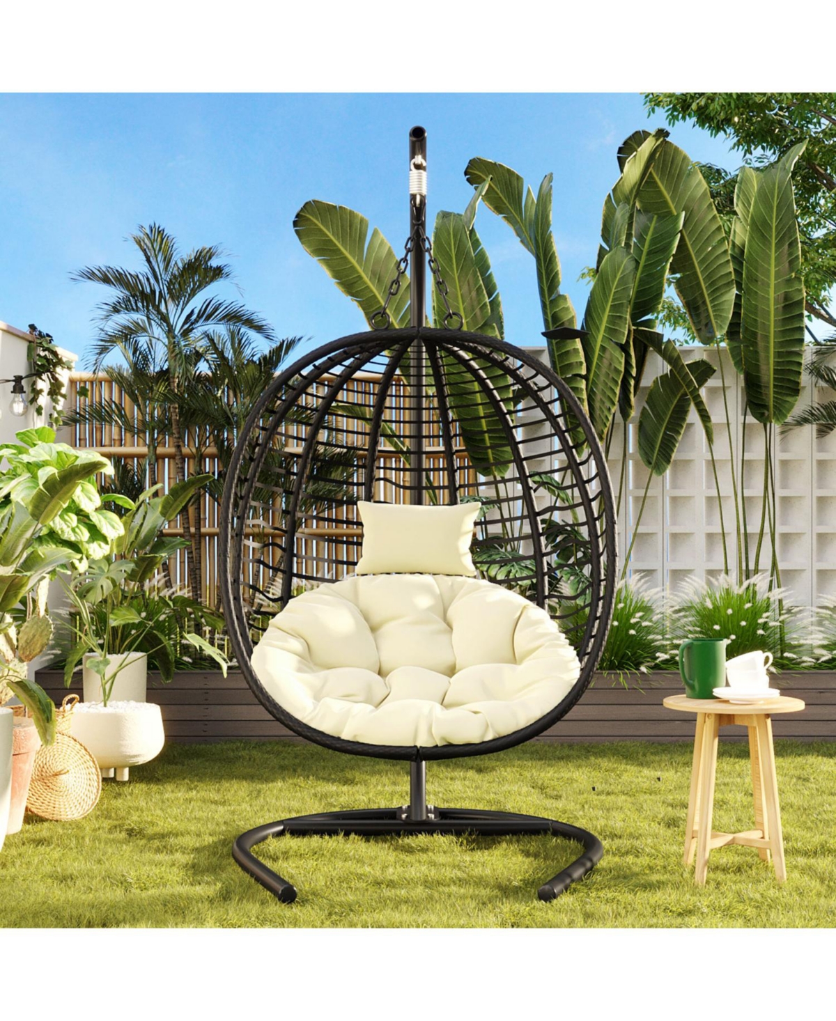 Click here for Rainsken Hanging Egg Chair with Cushion  Indoor Ou... prices