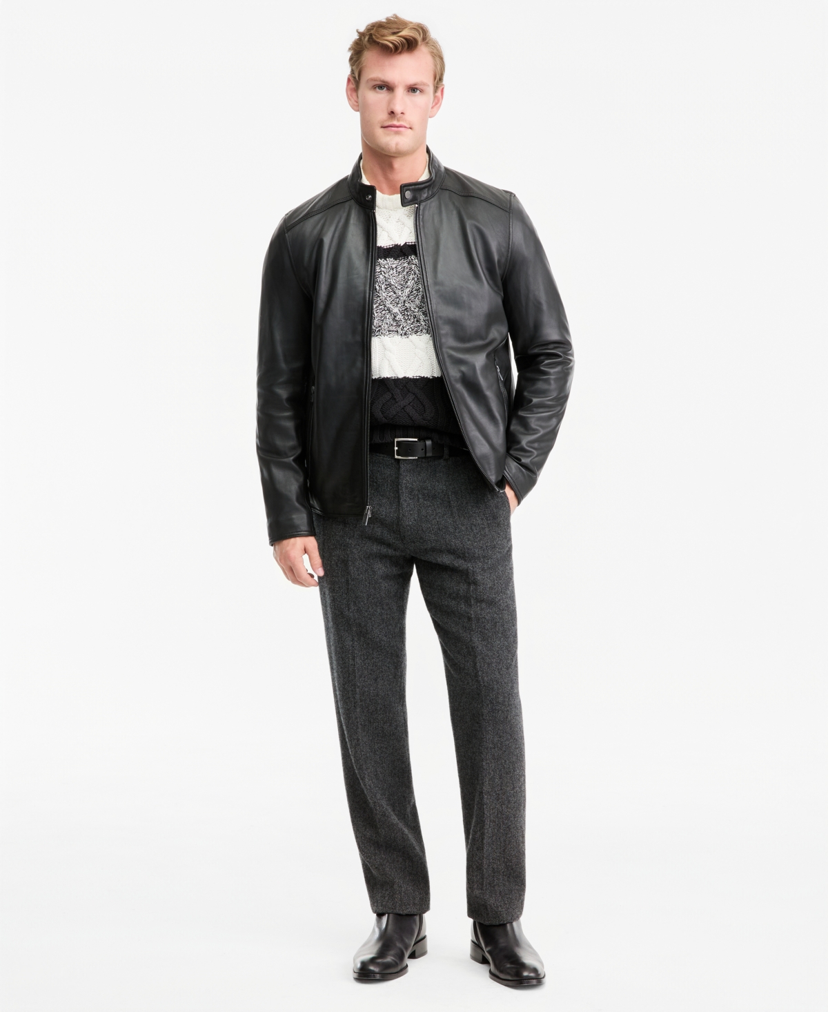 Click here for Marc New York Mens Leather Racer Jacket  Macys Exc... prices