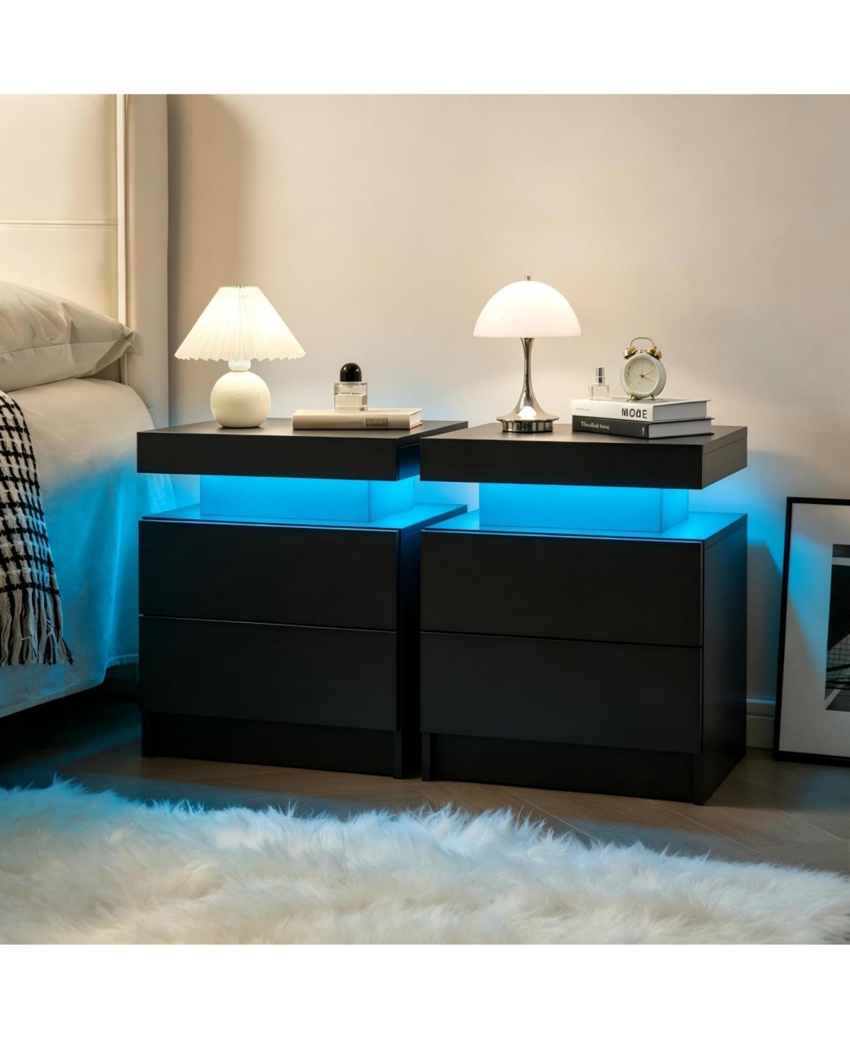 Click here for Rainsken Night Stand Set 2  Led Nightstand with 2... prices