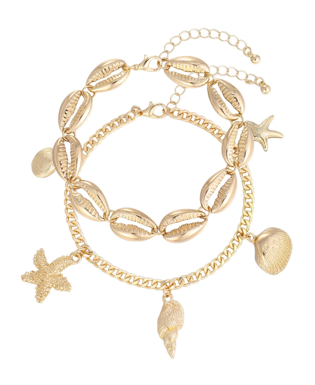 Click here for Adornia Gold Shell Charm Anklet Set - Gold prices