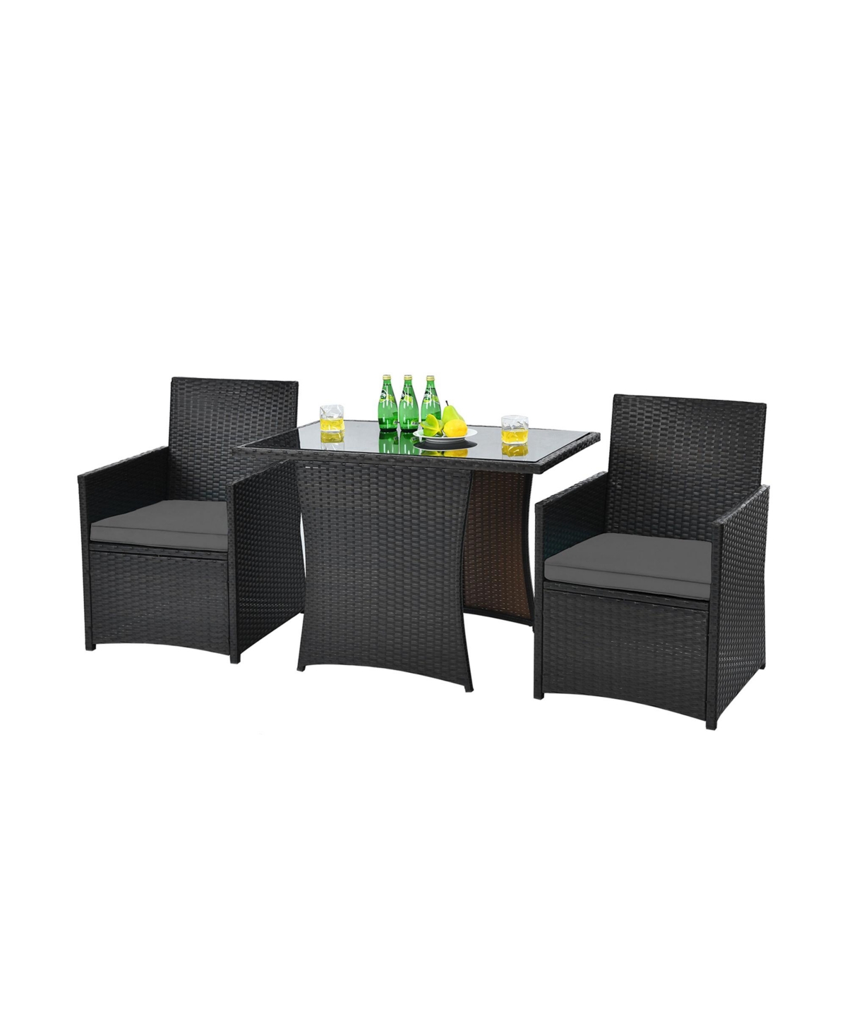 Click here for Gymax 3 Pieces Patio Wicker Bistro Set Pe Rattan D... prices
