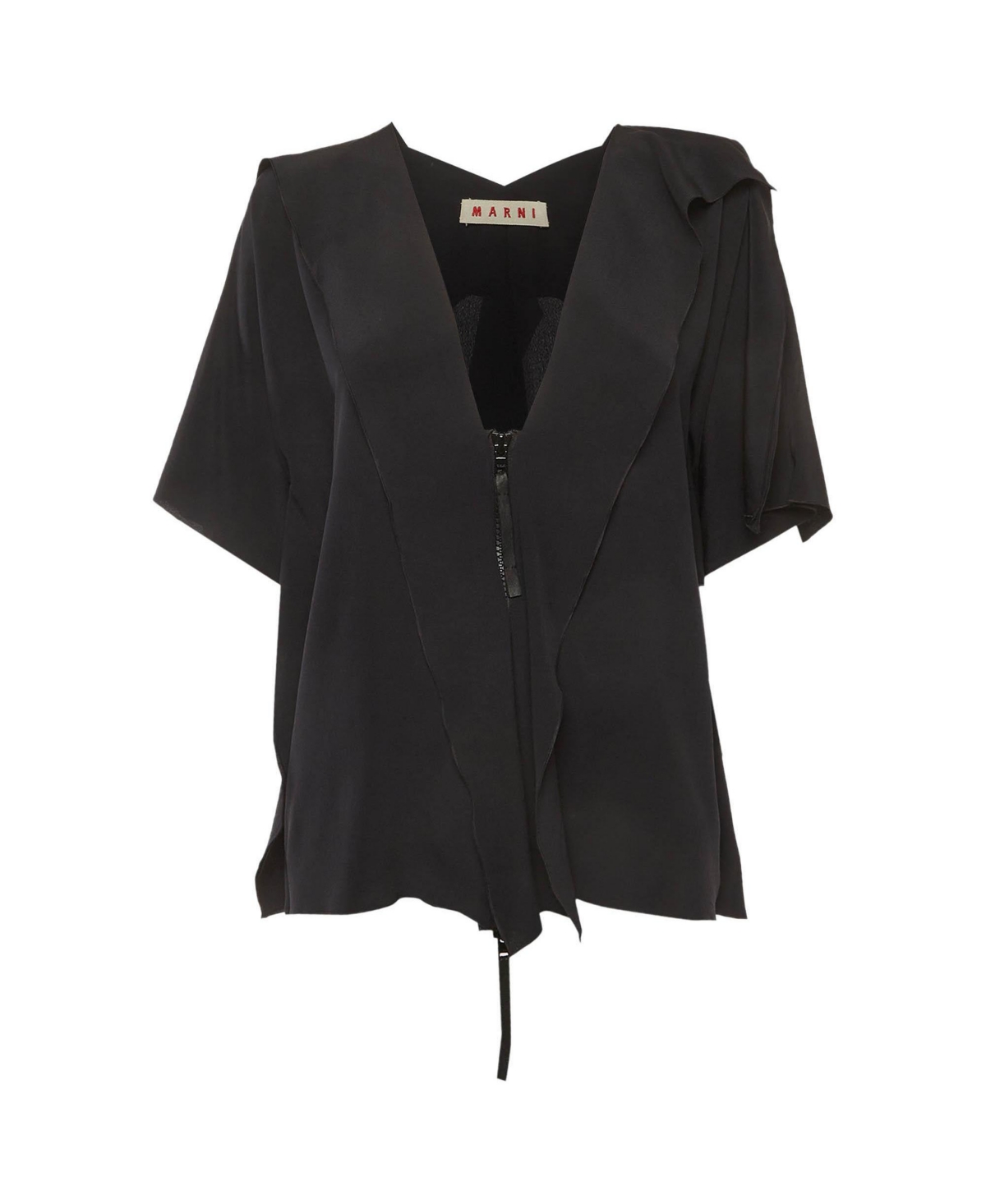 Click here for Pre-Owned Marni Womens Ruffled Silk Zip-Front Top prices
