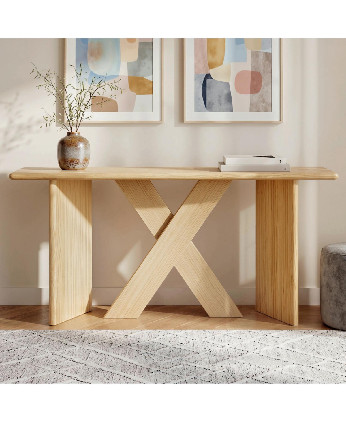 Click here for Rainsken 60 Sofa Console Table  with X Frame  Roun... prices