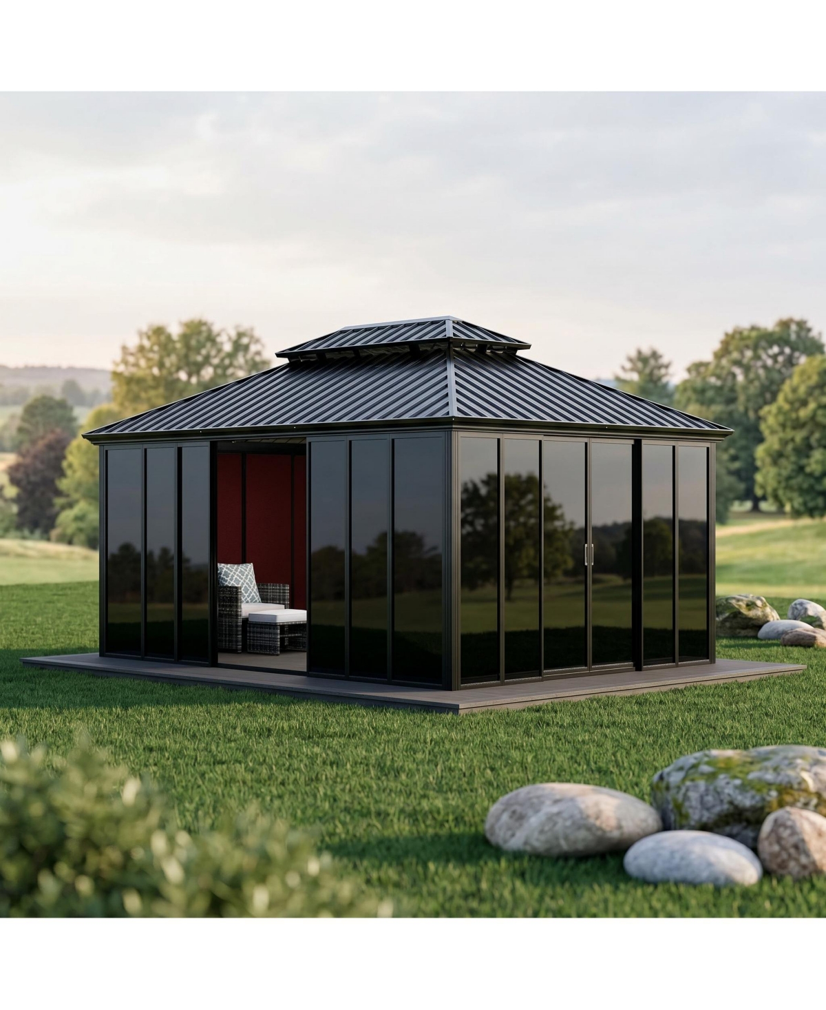 Click here for homfan 12 x 16 Ft Metal Roof Gazebo House with Alu... prices