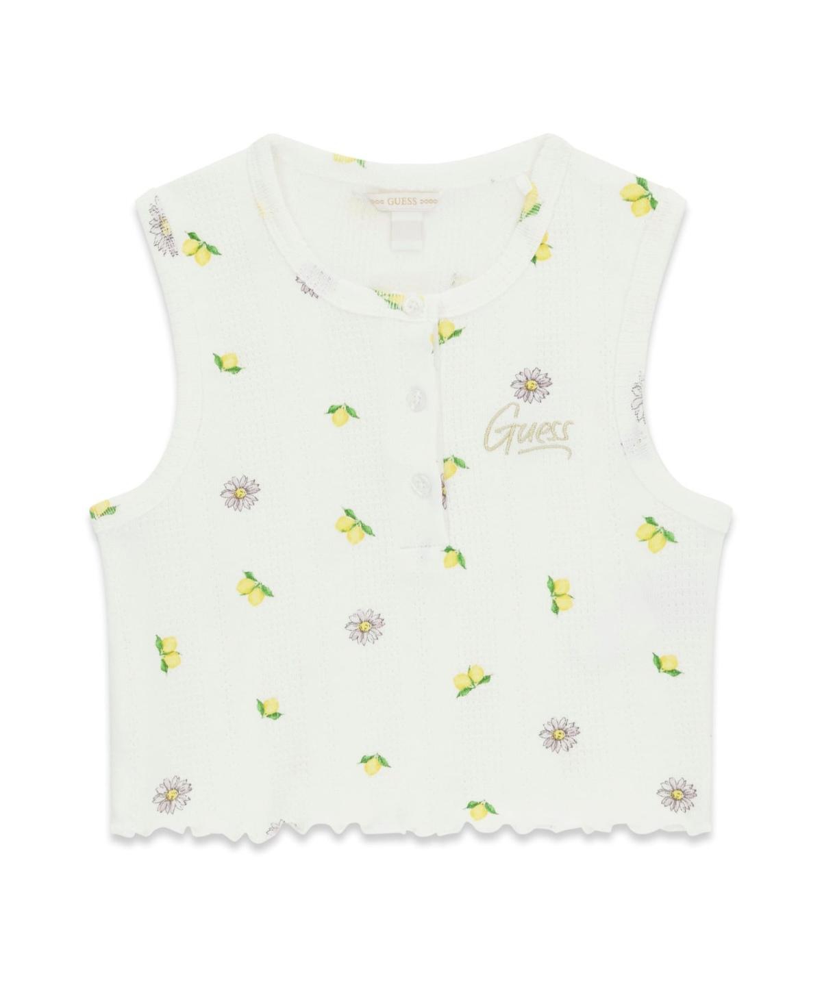 Click here for Guess Girls 7-16 Stretch Rib Lemon Print Top - Lem... prices