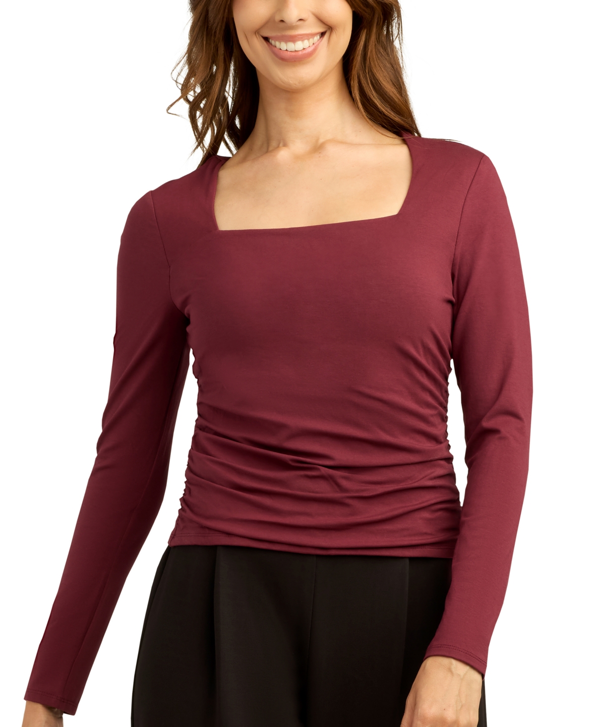 Click here for Bcx Juniors Square Neck Jersey Blouse - Merlot prices