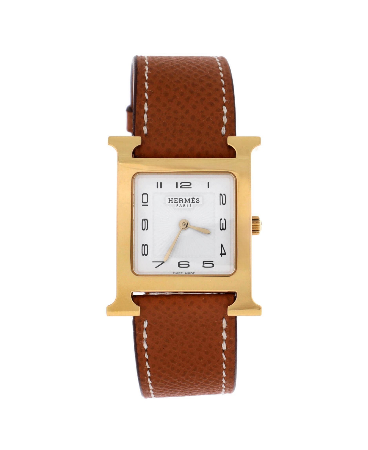 Click here for Pre-Owned HERMES Heure H Quartz Watch in Plated Me... prices