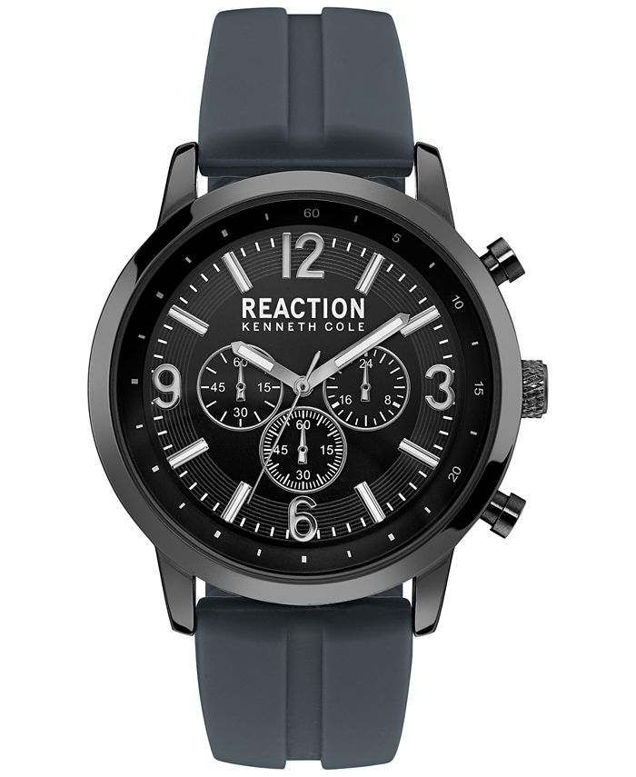 Kenneth Cole Reaction Men's Gunmetal Gray Silicone Strap Watch 44mm ...