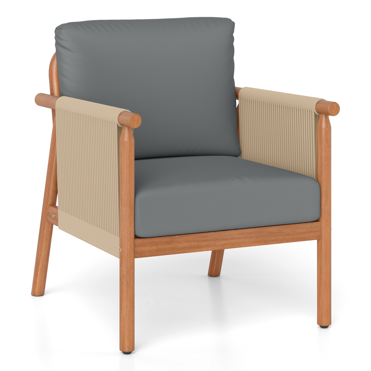 Click here for Costway Patio Acacia Wood Chair with Woven Rope Ar... prices