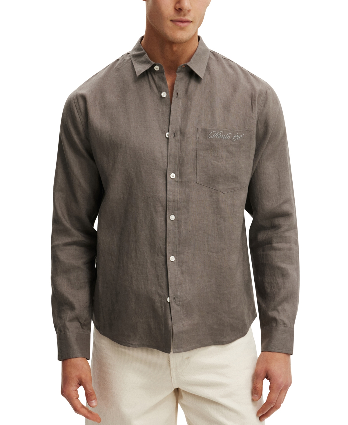 Click here for Cotton On Mens Relaxed Linen Shirt - Khaki prices
